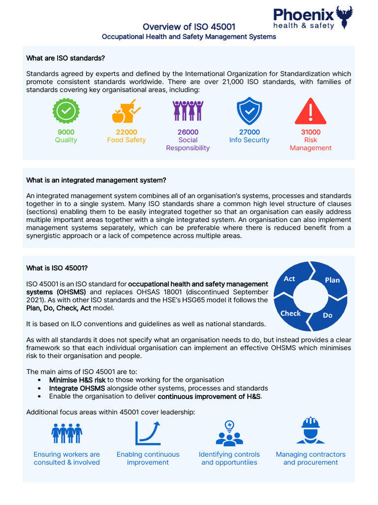 Nebosh ISO 45001 Overview | PDF | Occupational Safety And Health | Standardization