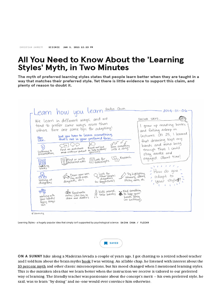 All You Need To Know About The 'Learning Styles' Myth, in Two Minutes ...