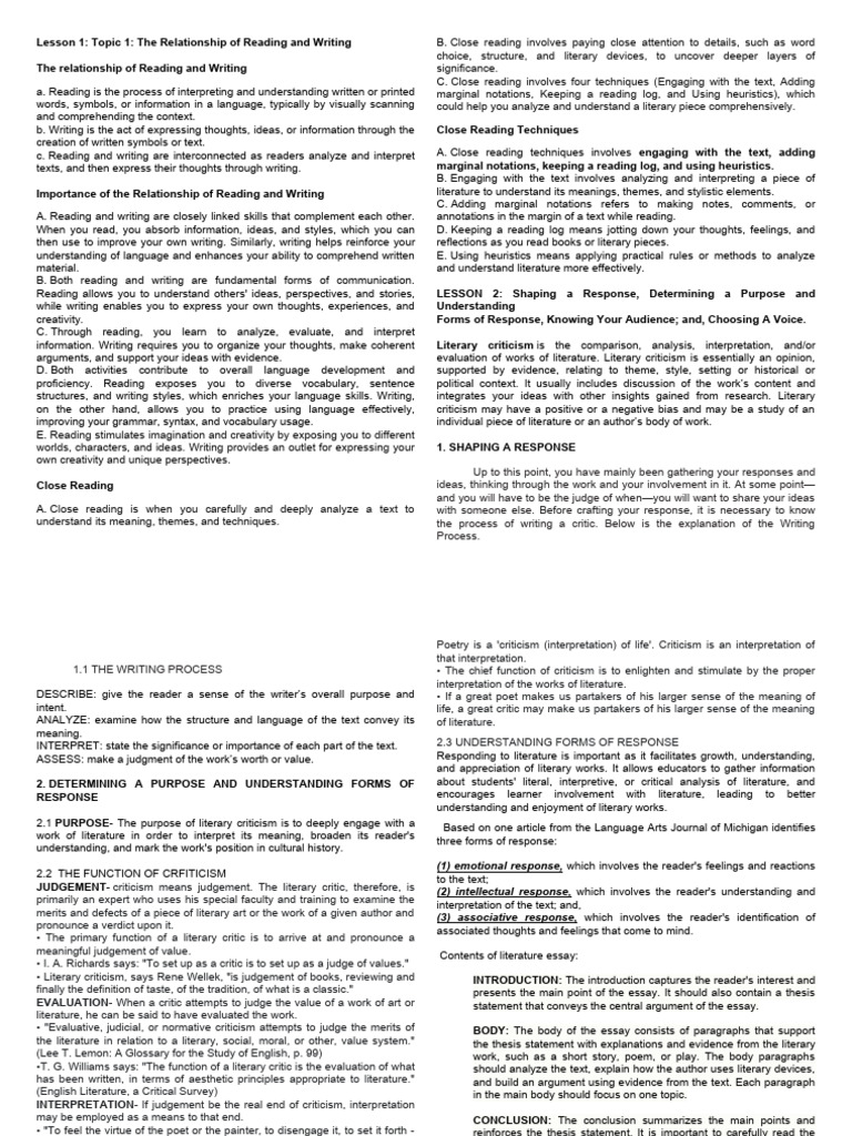 Lit Crit-Reviewer | PDF | Human Communication | Liberal Arts Education