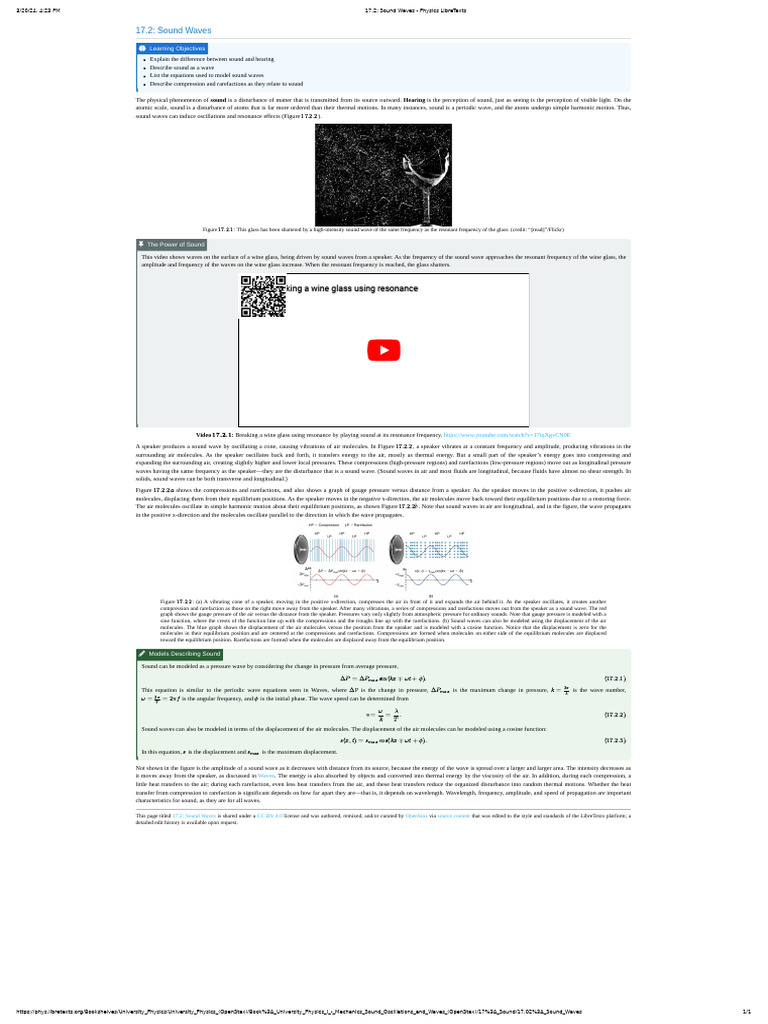 17.2 - Sound Waves - Physics LibreTexts | PDF | Sound | Waves