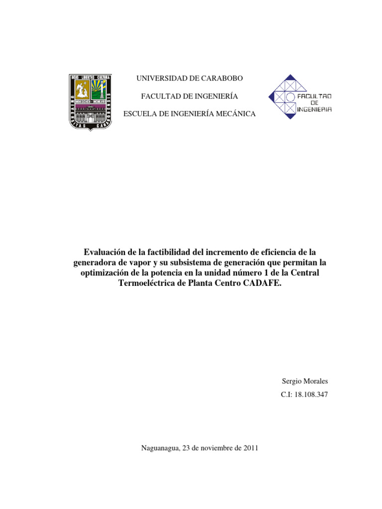 Optimización de Potencia en Planta CADAFE | PDF | Caldera | Máquina de ...