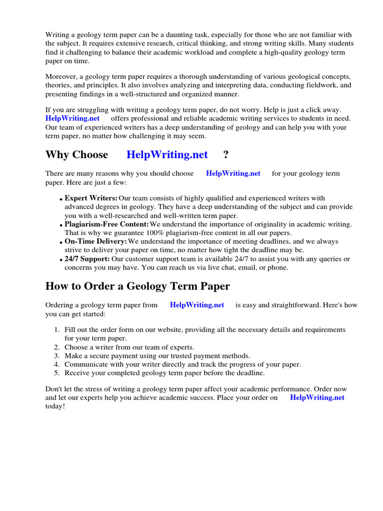 Geology Term Paper Example | PDF | Geology | Earth Sciences
