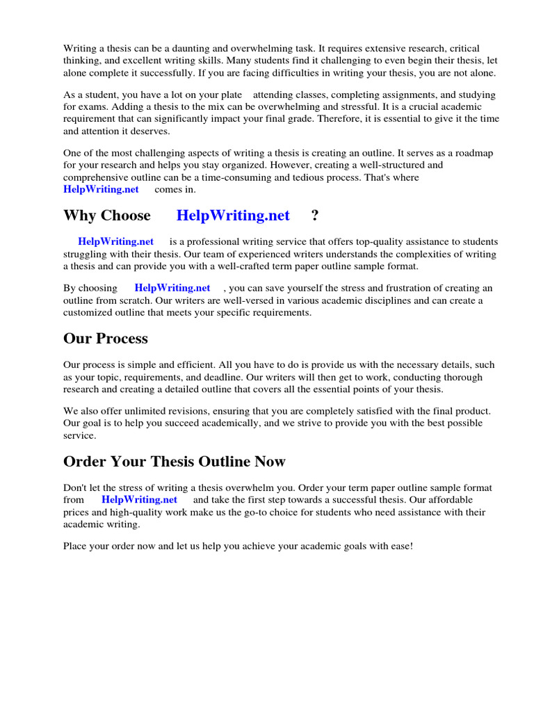 Term Paper Outline Sample Format | PDF | Citation | Essays