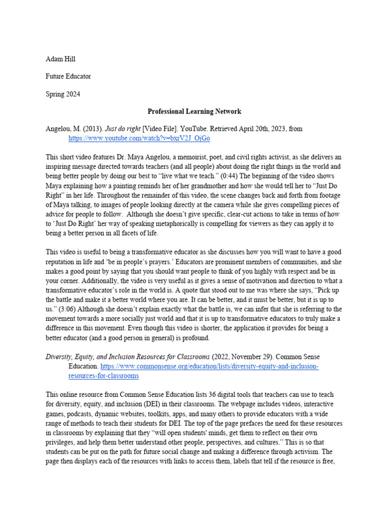 Final PLN For E-Portfolio | PDF | Teachers | Pedagogy