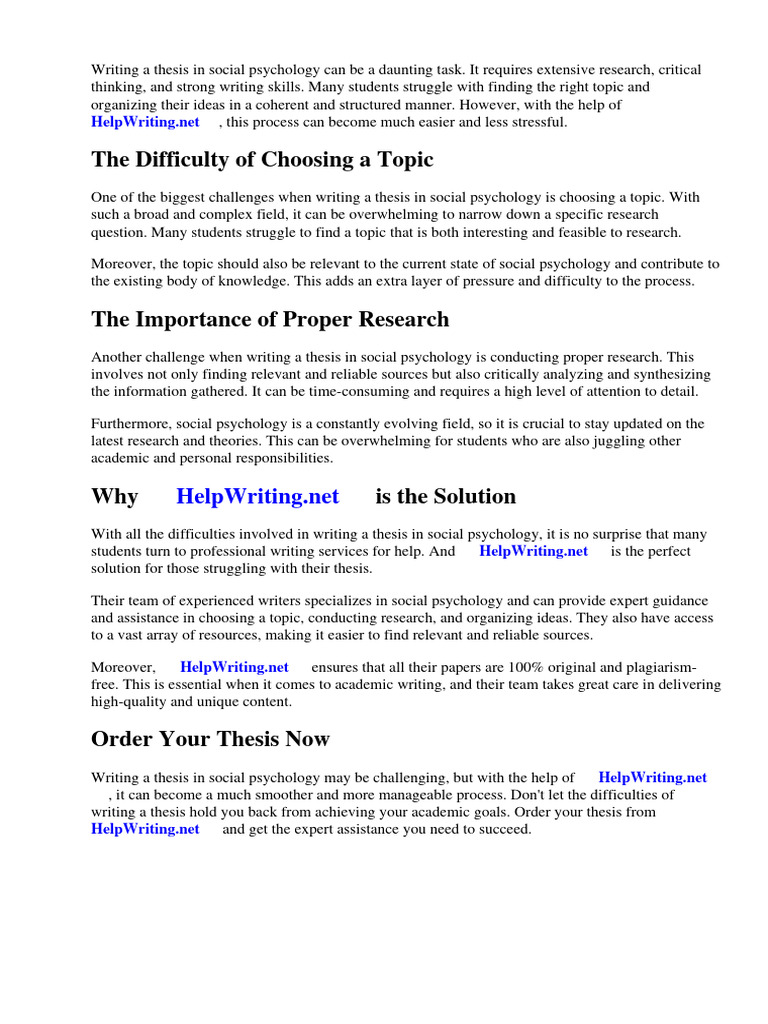 Topics For Term Paper in Social Psychology | PDF | Psychology | Behavior