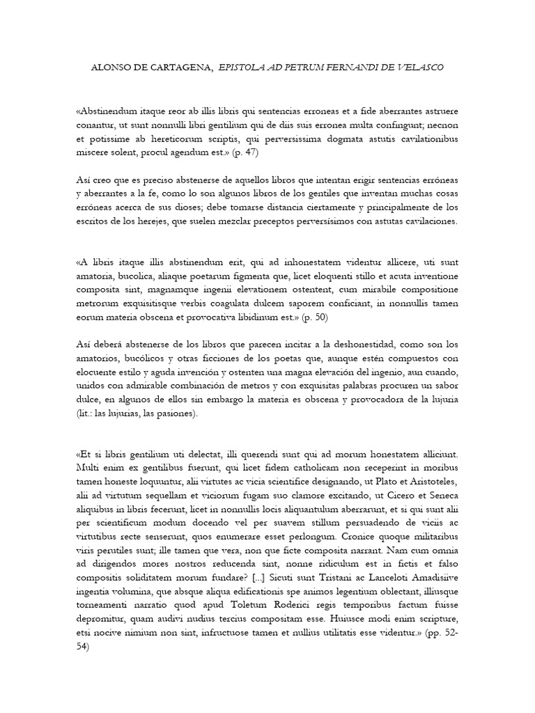 5.-Fragmentos Epistola Ad Petrum Fernandi de Velasco | PDF