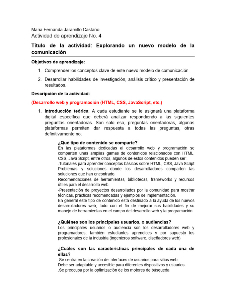 Actividad de Aprendizaje No 4 Maria Fernanda Jaramillo C | PDF | Script Java | Red mundial