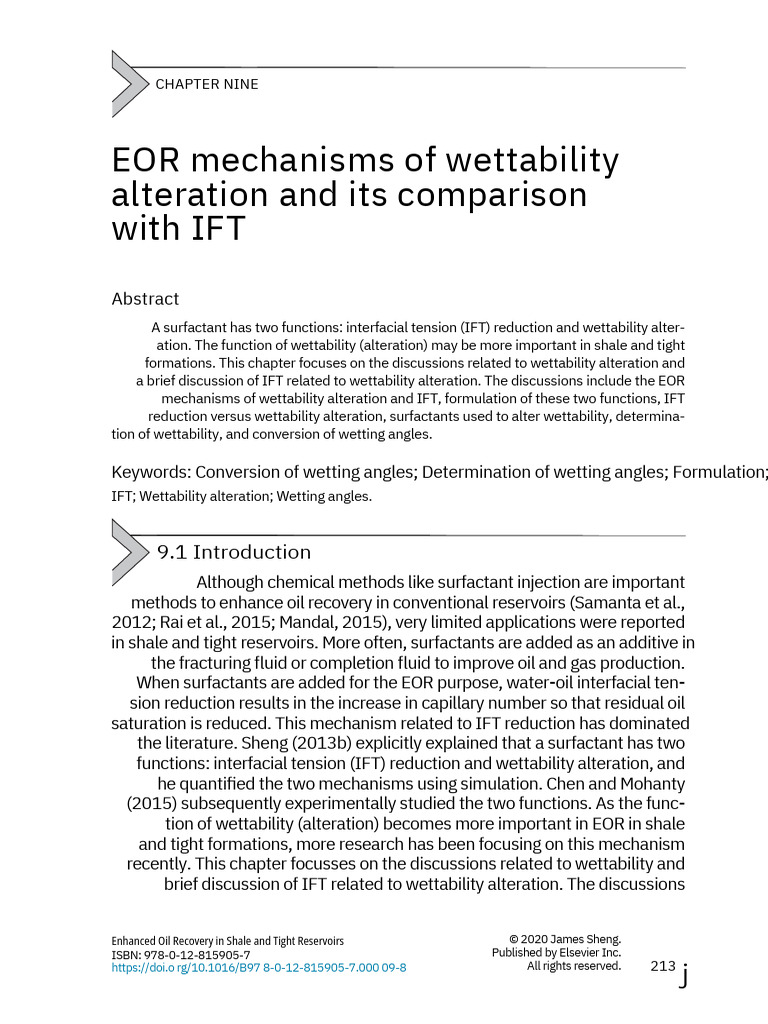 Enhanced Oil Recovery in Shale and Tight Reservoirs - CH 9 | PDF ...