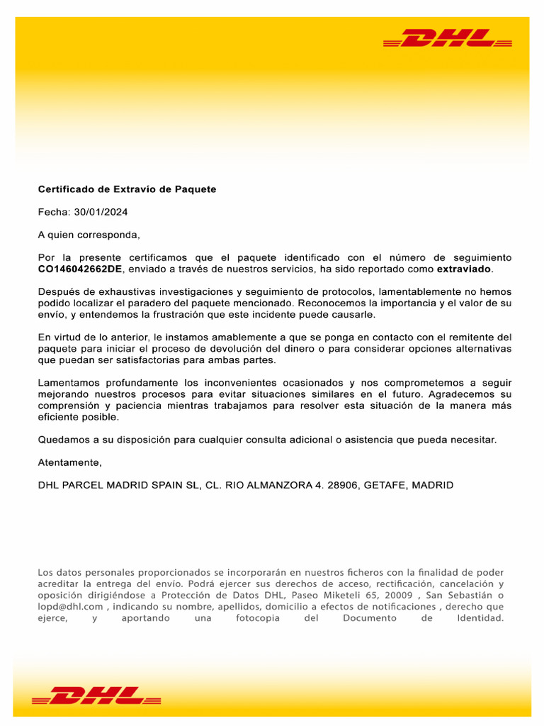 Certificado Extravío | PDF