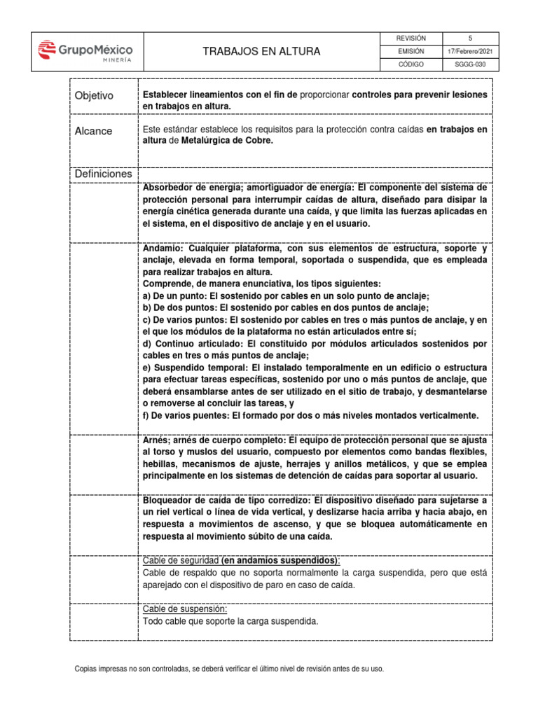SGGG-030 Trabajo en Alturas | PDF | Conector eléctrico | Andamio