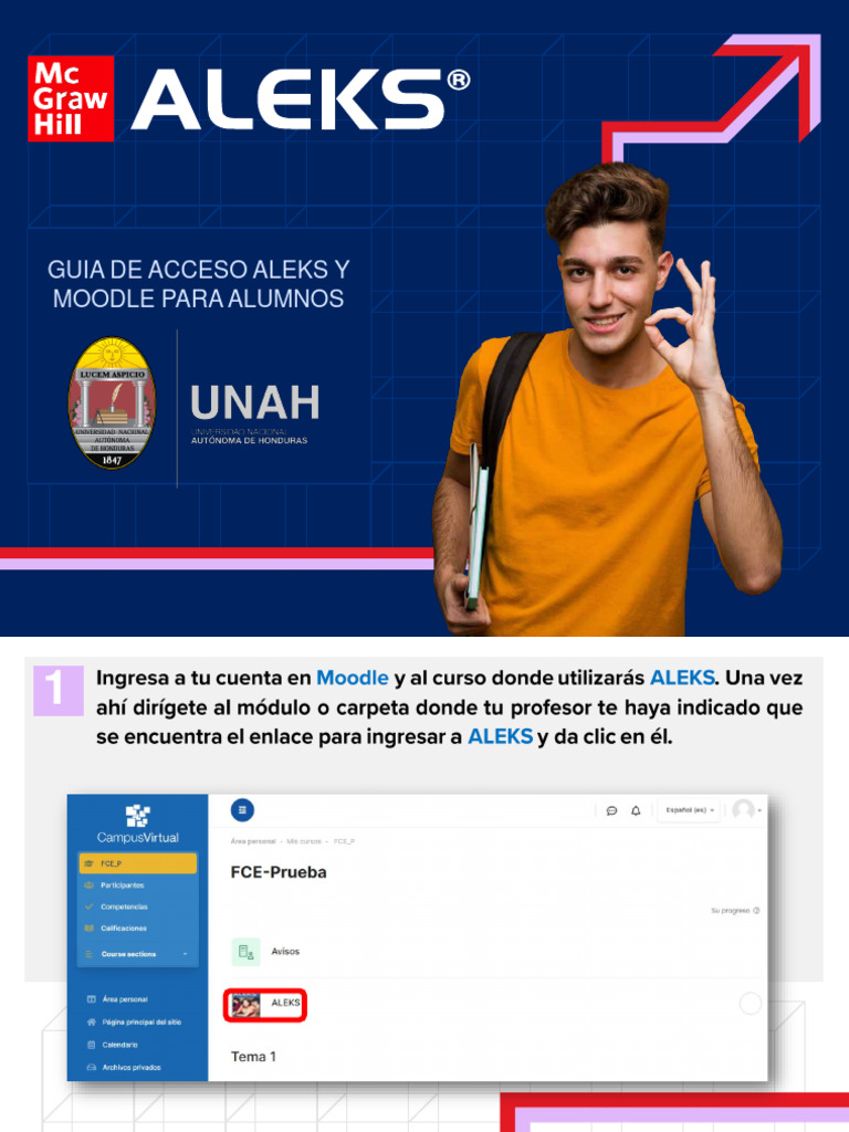 Guia de Registro Aleks-Moodle Alumnos Unah Feb24 | PDF