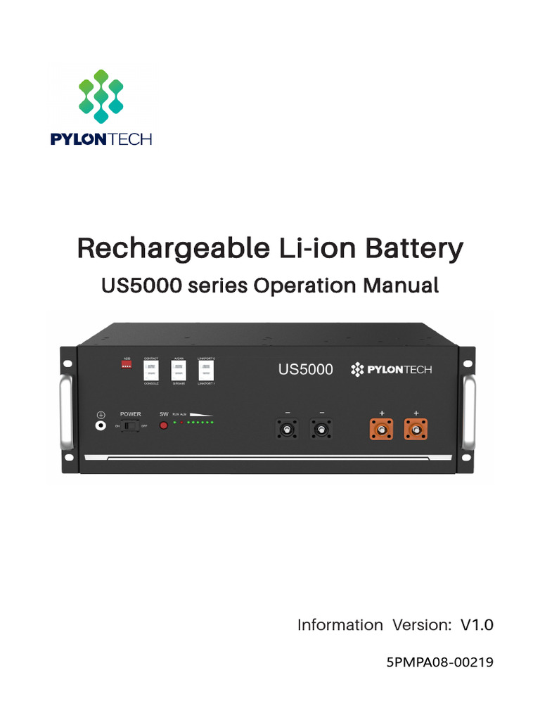 Handleiding Pylon Tech US5000 | PDF | Battery Charger | Power Inverter