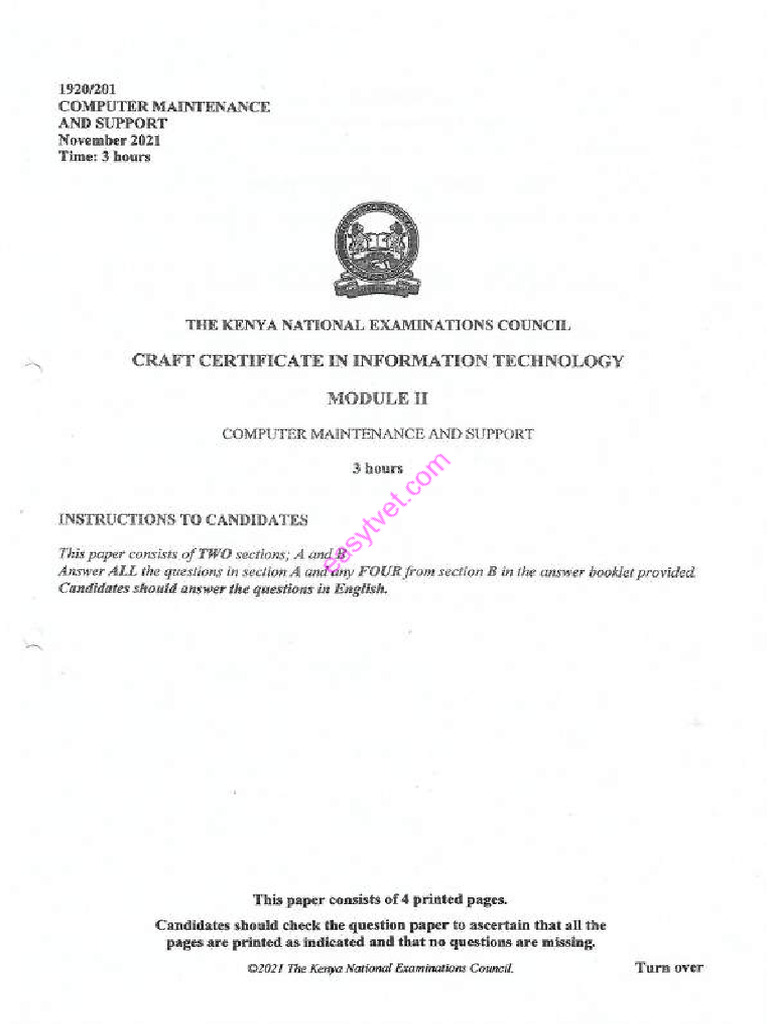 2021n Certificate in C-Maintenance | PDF