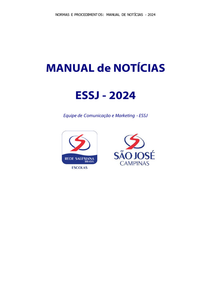 Normas Procedimentos Manual de Notícias Marketing ESSJ 2024 | PDF