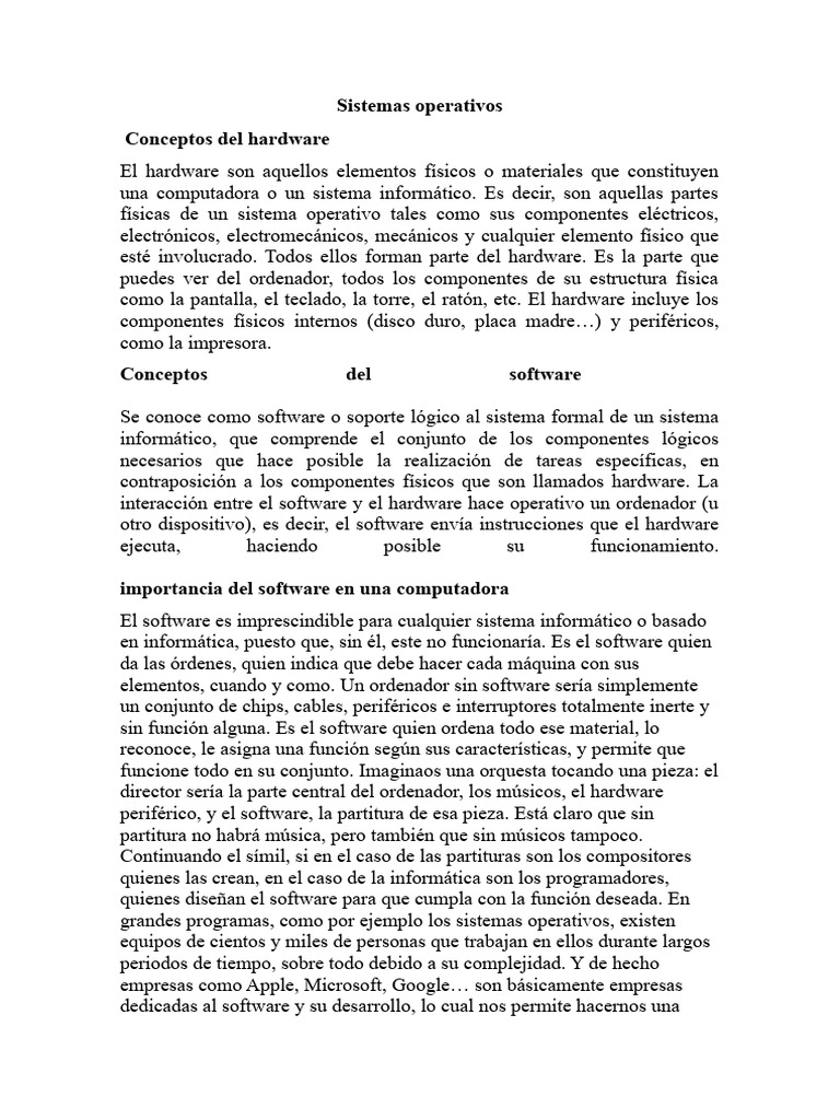 Conceptos Del Hardware | PDF | Hardware de la computadora | Software