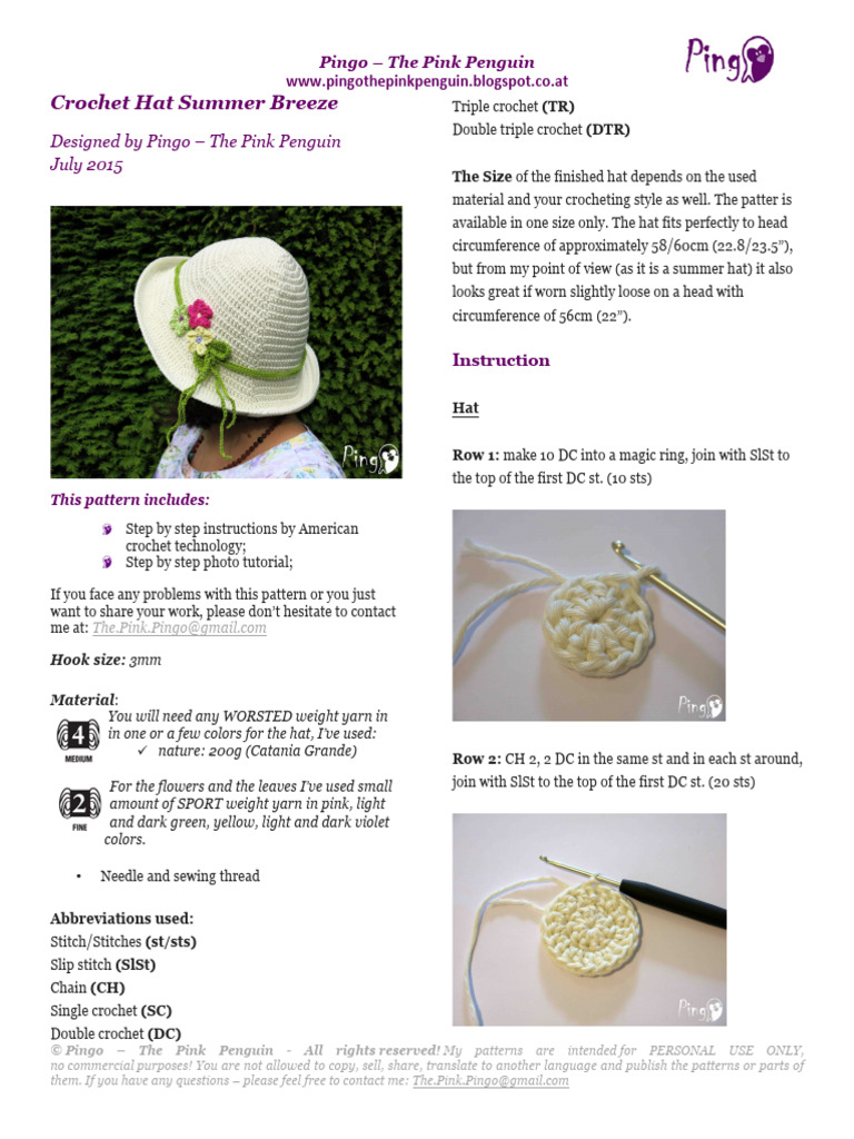 Crochet Hat Summer Breeze | PDF | Crochet | Textile Arts