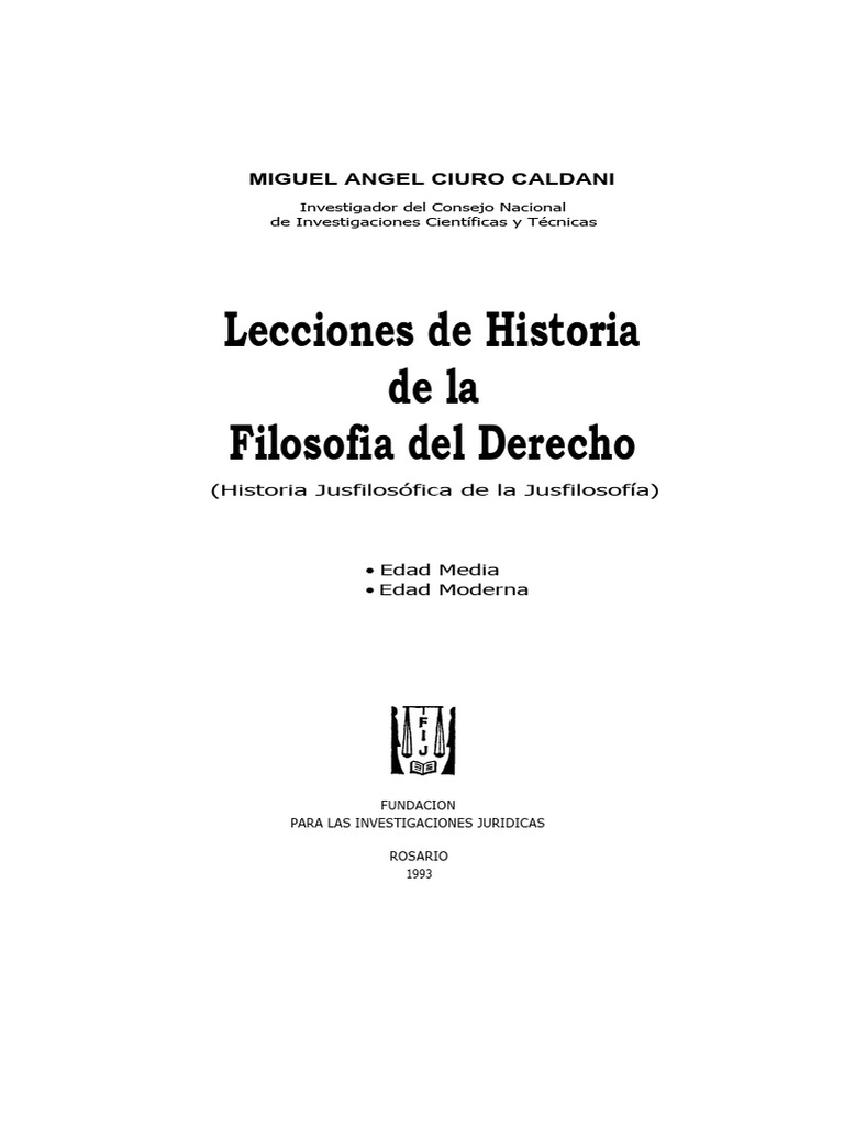 Lecciones de Historia de La Filosofía Del Derecho de MIGUEL ANGEL CIURO CALDANI | PDF | Agustín ...