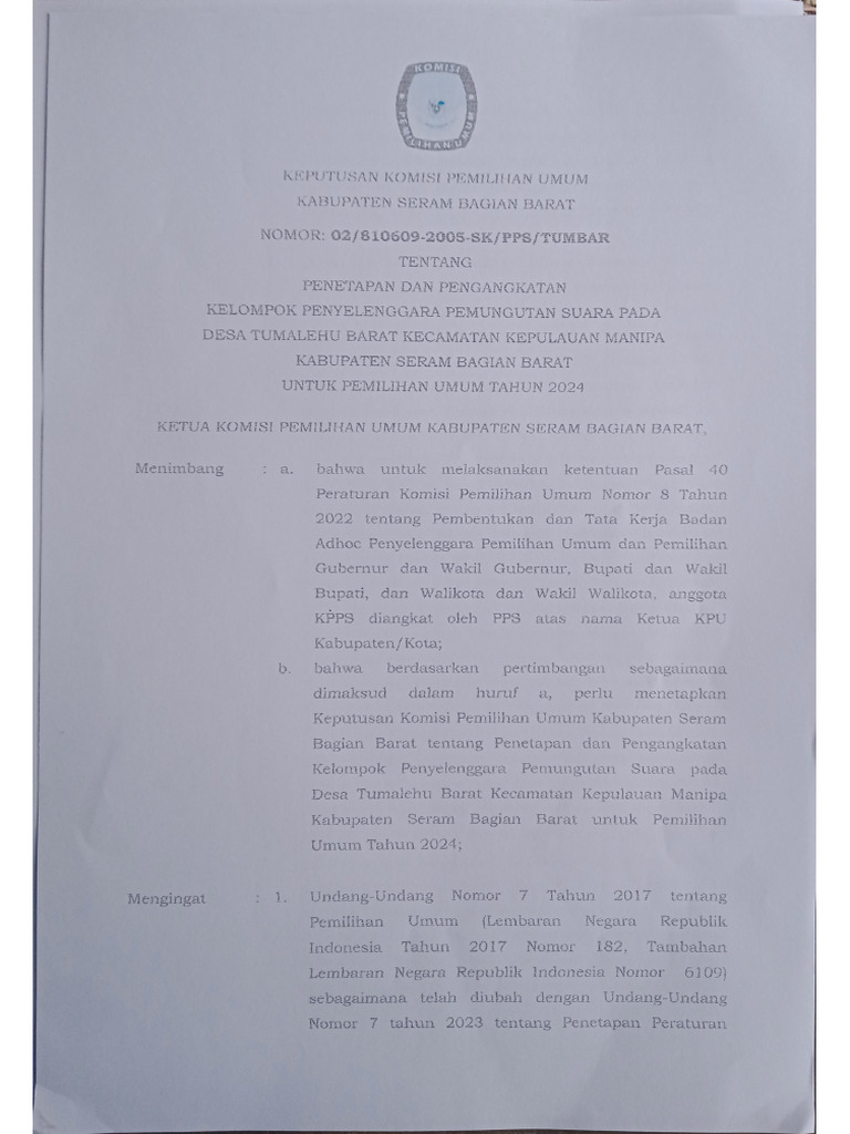 SK KPPS Tumbar | PDF