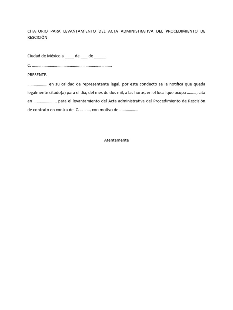 Acta Administrativa de Rescisión de Contrato Laboral | PDF | Justicia ...