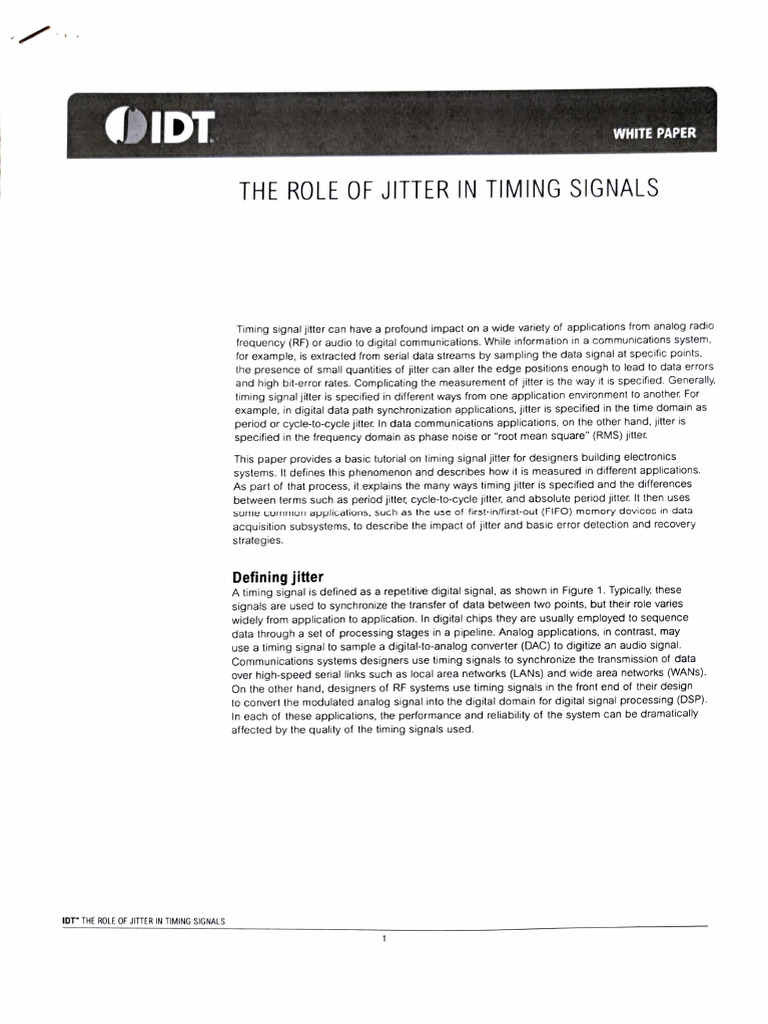 The Role of Jitter in Timing Signals (White Paper) | PDF | Modulation ...