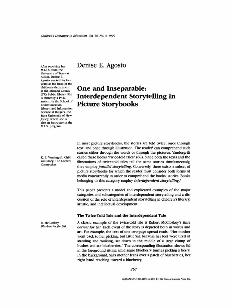 One and Inseparable - Interdependent Storytelling in Picture Storybooks ... One and Inseparable - Interdependent Storytelling in Picture Storybooks ...