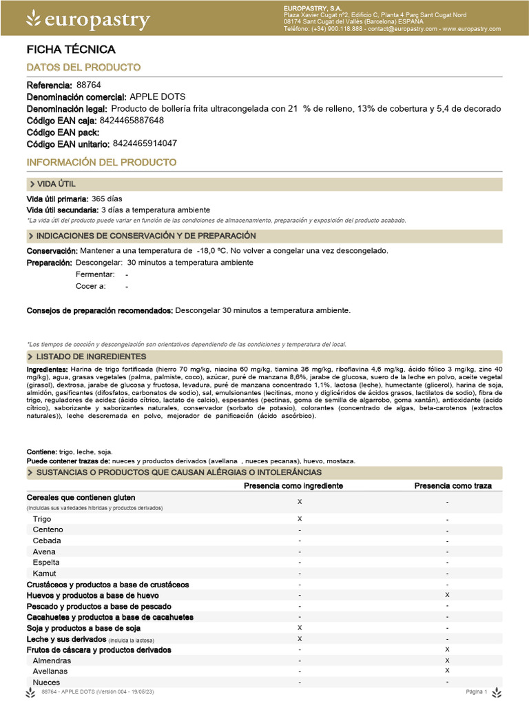 Ficha Tecnica | PDF | Glucosa | Alimentos
