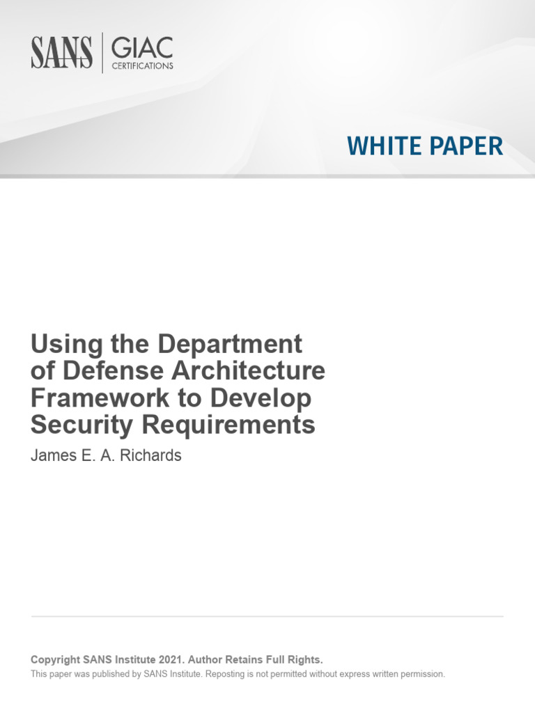 White Paper: Using The Department of Defense Architecture Framework To ...