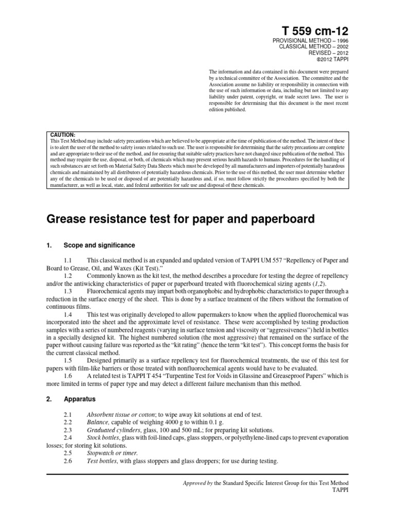Tappi - 559 - Test KIT | PDF | Paper | Materials