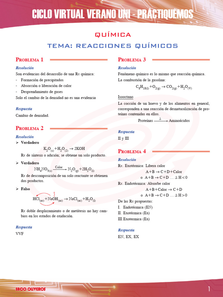6_Quim_V-UNI_Cap5_Practiquemos | PDF | Redox | Sustancias químicas
