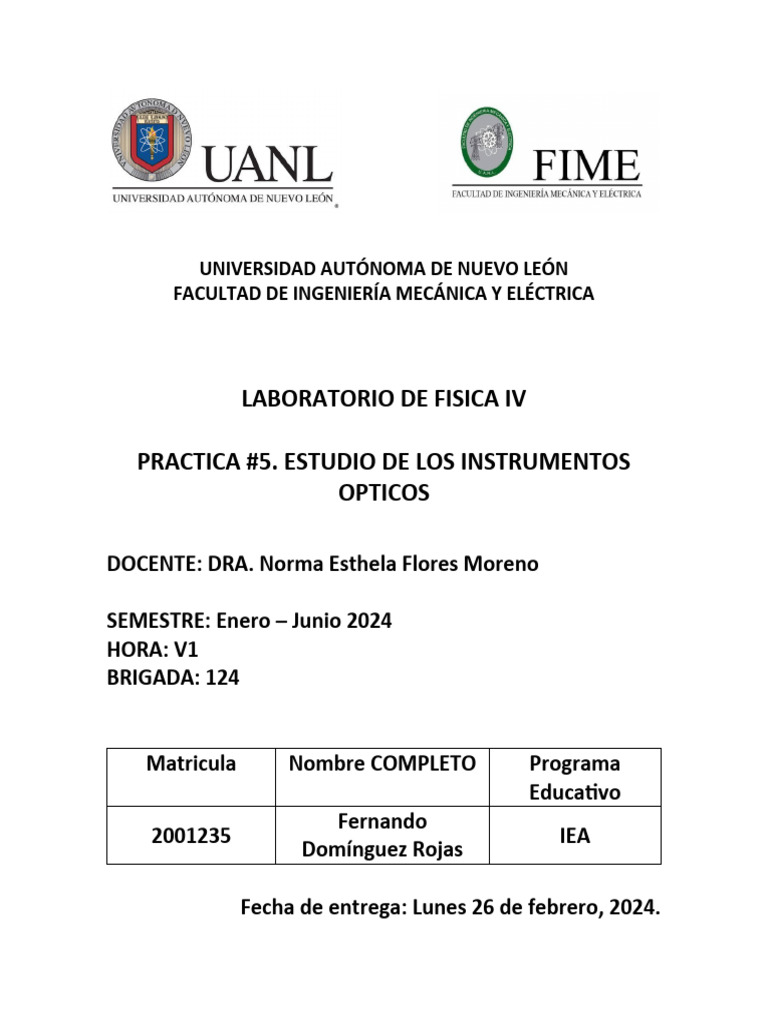 PR5-fisica 4 | PDF | Óptica | Ligero