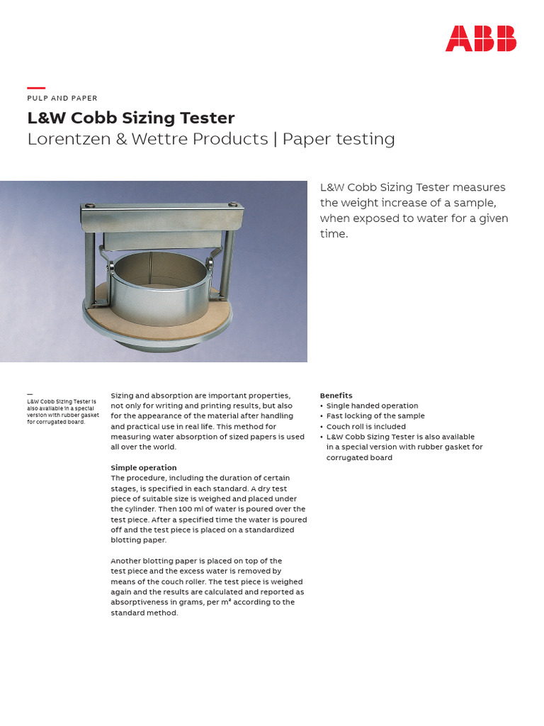 146 LW Cobb Sizing Tester v2.0 | Download Free PDF | Weight | Paper