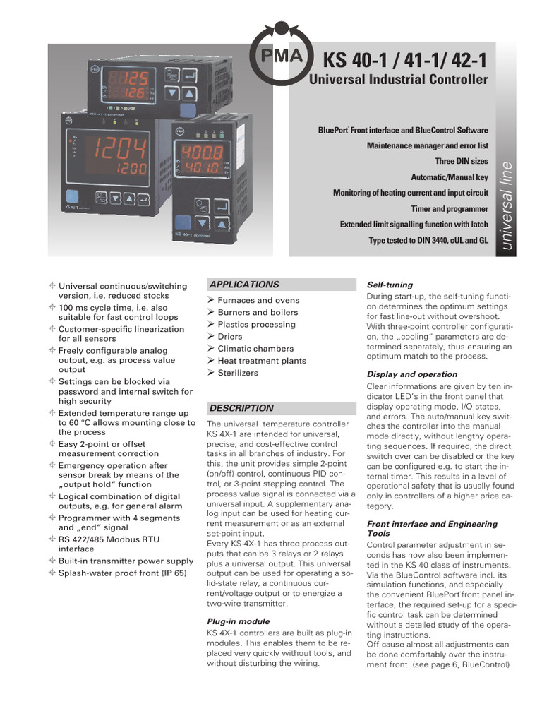Regulator PID KS 40 - KS 40-1 Datasheet | PDF | Relay | Thermocouple