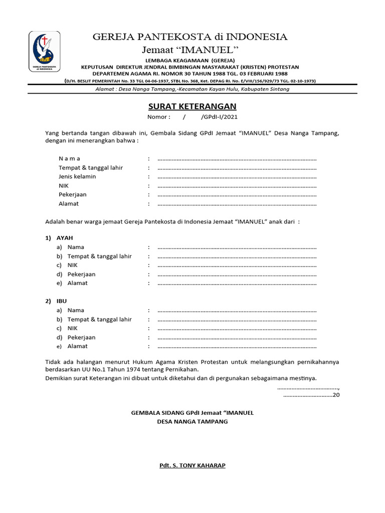 Surat Keterangan Gpdi | PDF