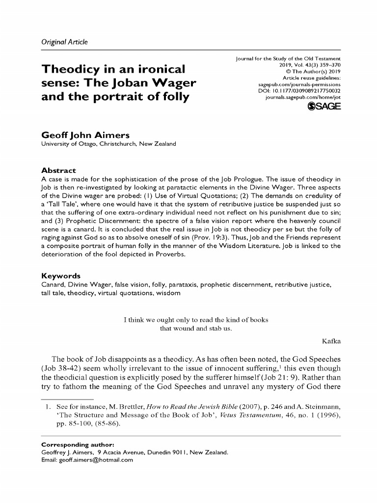 Aimers Theodicy in An Ironical Sense - The Joban Wager and The Portrait ...