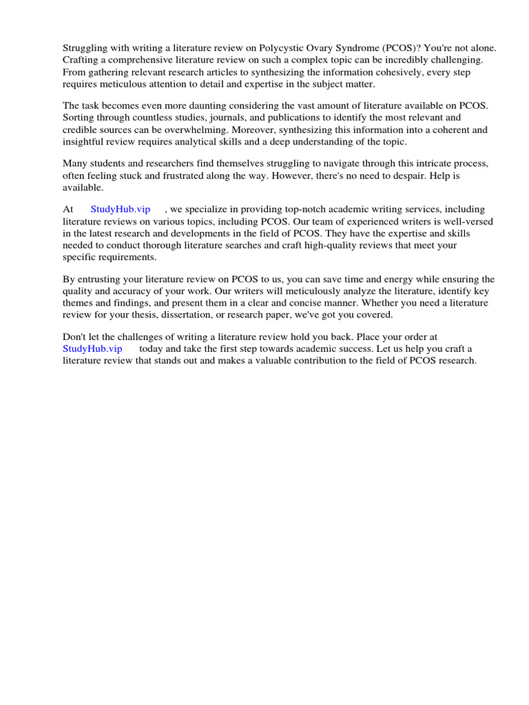 Literature Review Pcos | PDF | Polycystic Ovary Syndrome | Clinical Medicine