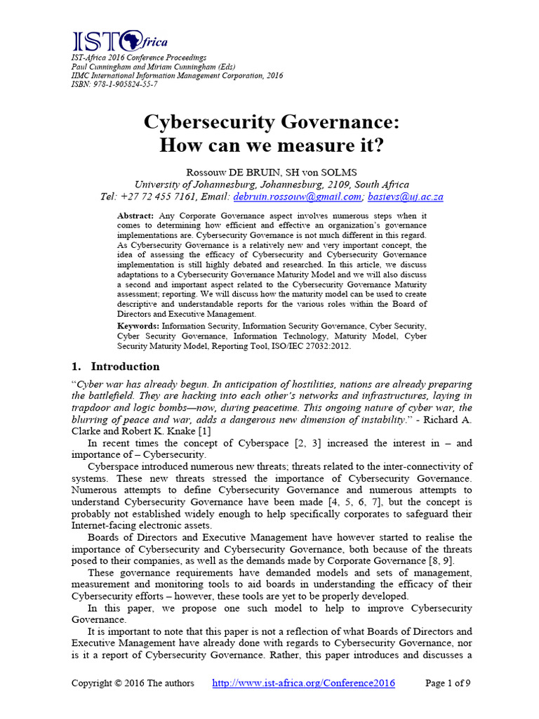 ---Cybersecurity Governance How to Measure It | PDF | Information ...