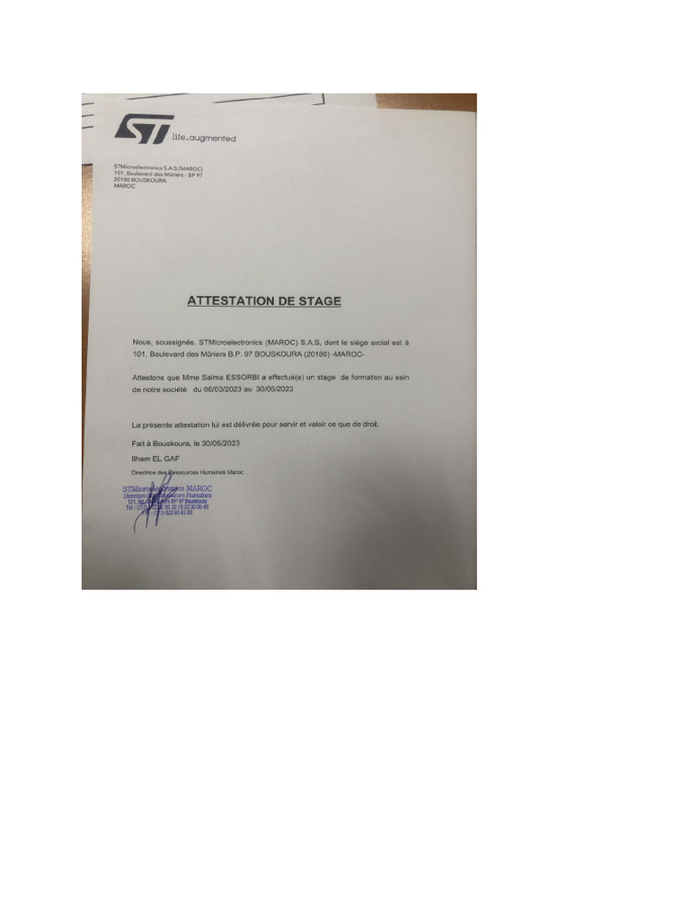 Attestation de Stage | PDF