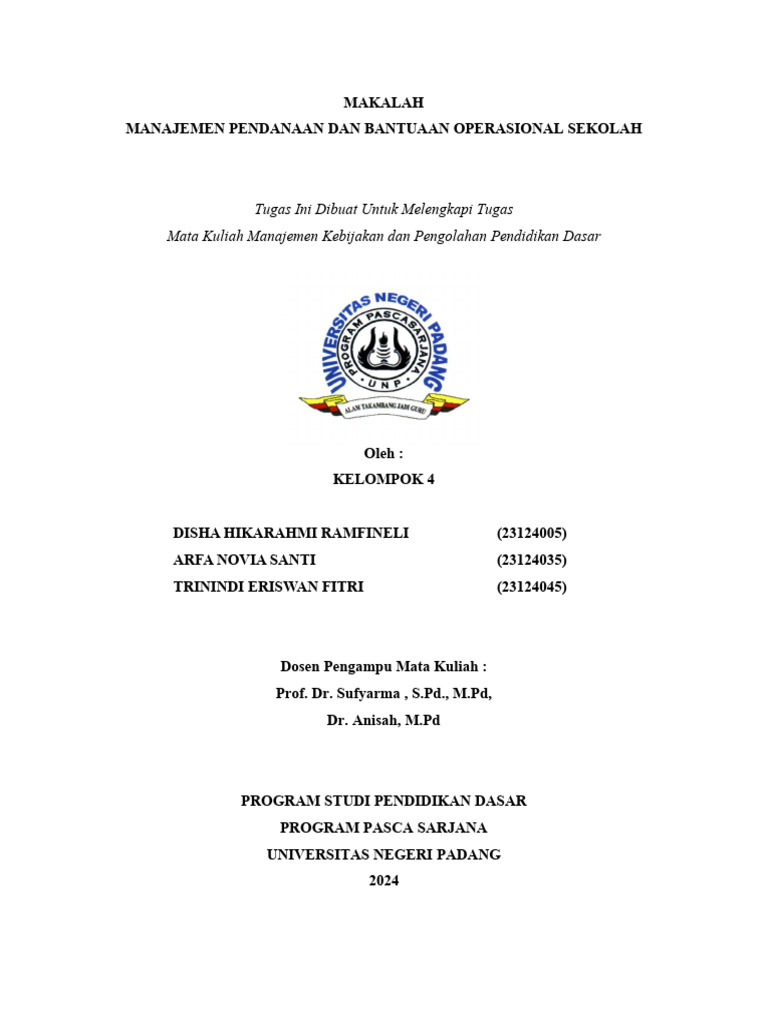 Makalah Kel 4 (Pendanaan Pendas) | PDF