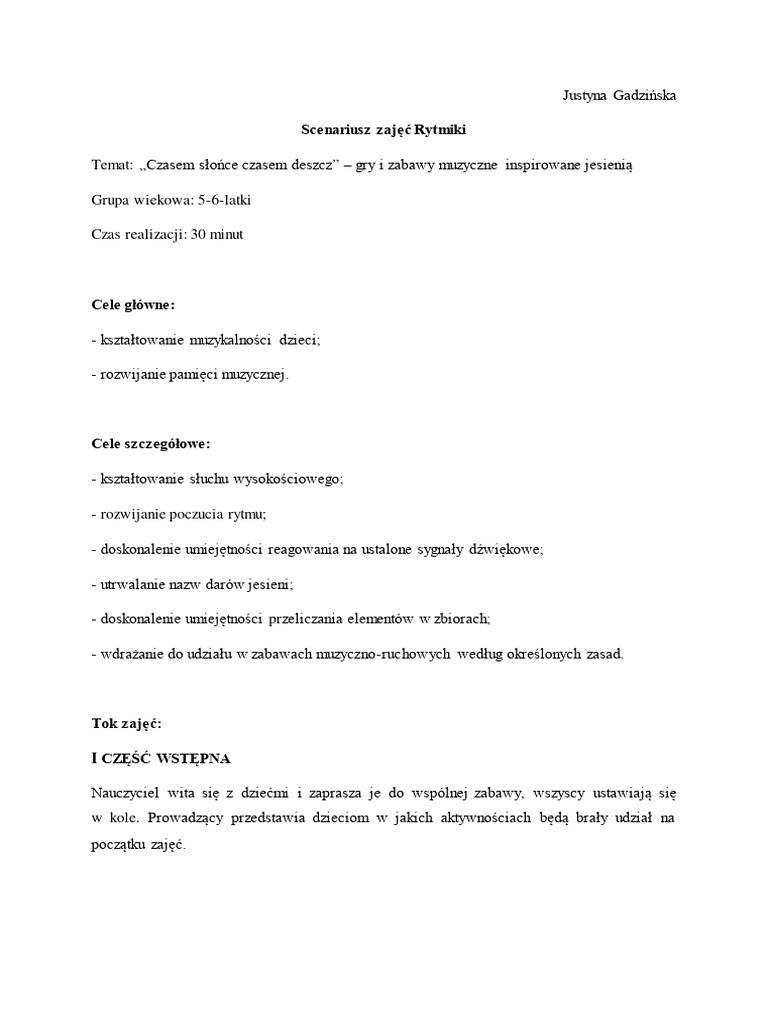 01 Rytmika - Scenariusz | PDF