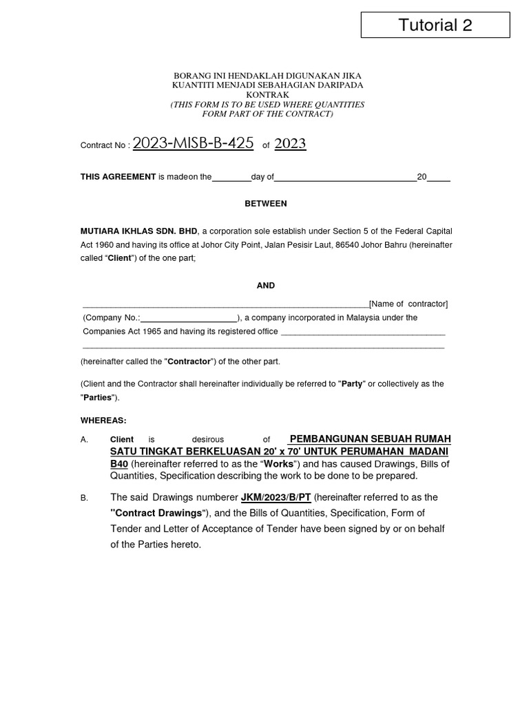 Form of Contract T1 | PDF | Private Law | Business Law