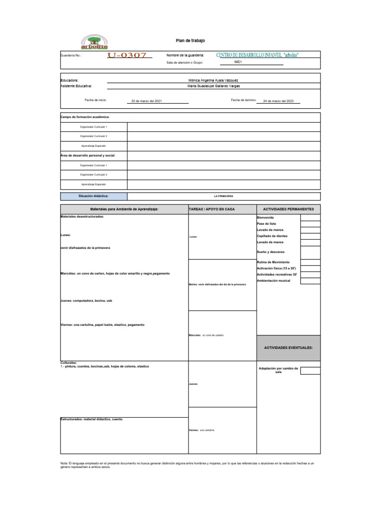Planeacion MC1 Primavera | PDF