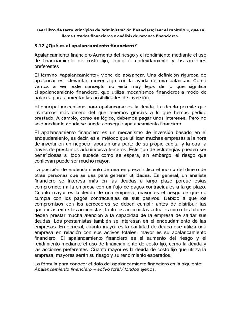 3qué Es El Apalancamiento Financiero | PDF | Apalancamiento (Finanzas ...