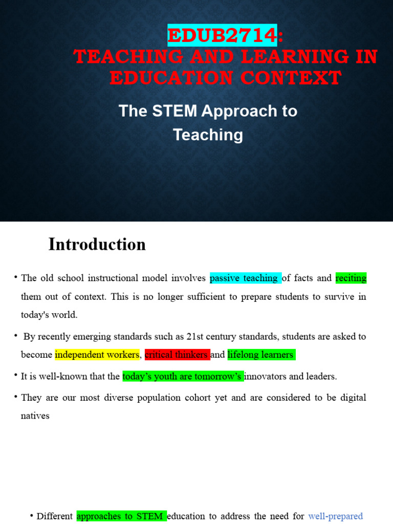 STEM Approaches To Teaching | PDF | Project Based Learning | Science, Technology, Engineering ...