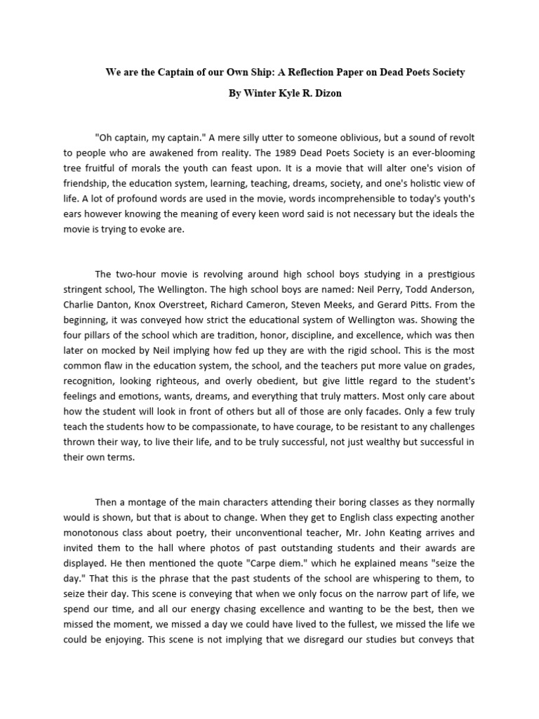 Dissection of Dead Poet Society | PDF | Teachers | Poetry