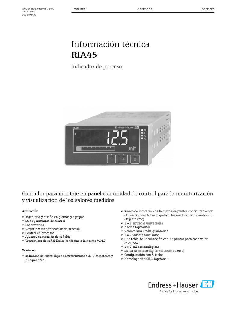 RIA45 | PDF | Relé | Sensor