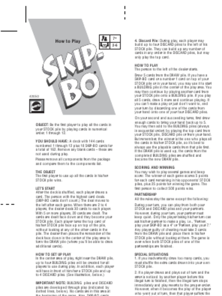 Juego Piles Instrucciones | PDF | Card Games | Playing Cards