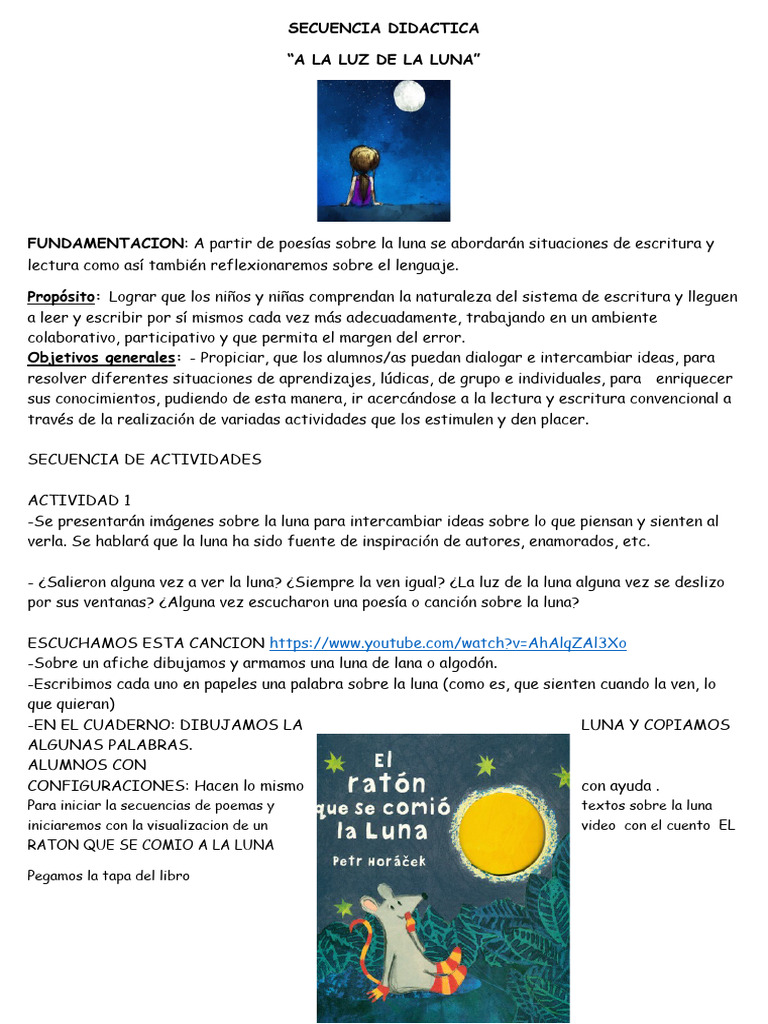 Secuencia Didáctica: Poesía Lunar Infantil | PDF | Poesía