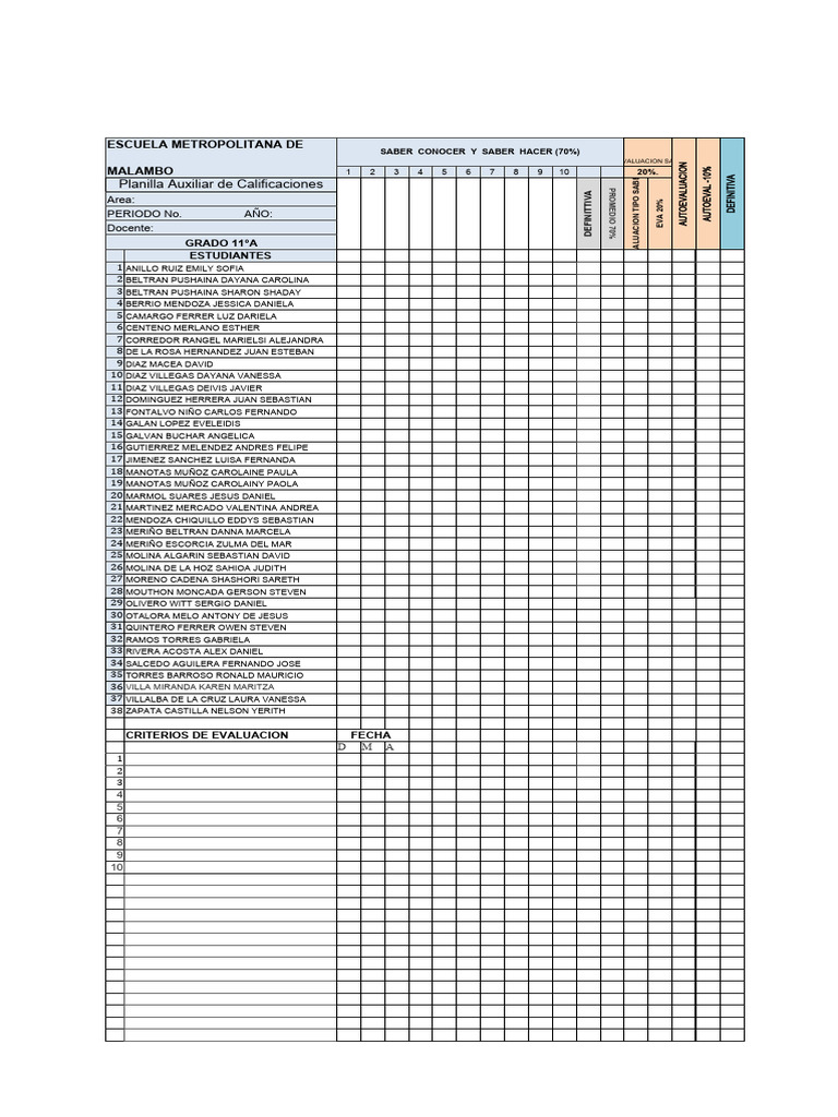 Planillas de Calificaciones - 2024.BACHILERATO Y PRIMARIA FINAL | PDF
