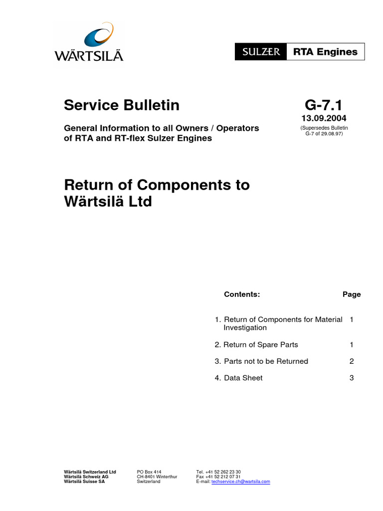 Service Bulletin G-7.1: 13.09.2004 General Information To All Owners ...