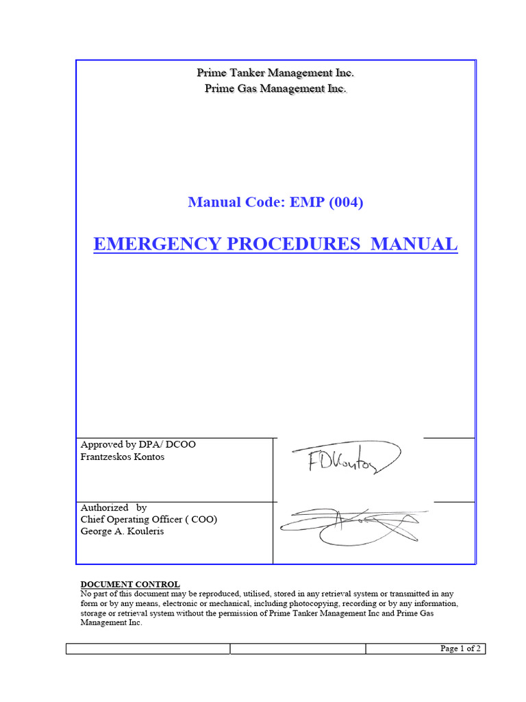 004. Emergency Procedures Manual | PDF | Emergency | Ships